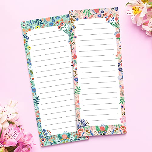 SWEETZER & ORANGE 6-Pack Magnetic Grocery List for Fridge (Floral Theme) - 3.5” x 9” Memo Notepad for Shopping, Locker, Filing Cabinet, To Do, Appointment Reminders, Meal Plans | 55 Sheets Per Pad