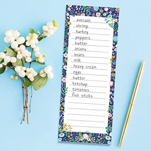 SWEETZER & ORANGE 6-Pack Magnetic Grocery List for Fridge (Floral Theme) - 3.5” x 9” Memo Notepad for Shopping, Locker, Filing Cabinet, To Do, Appointment Reminders, Meal Plans | 55 Sheets Per Pad