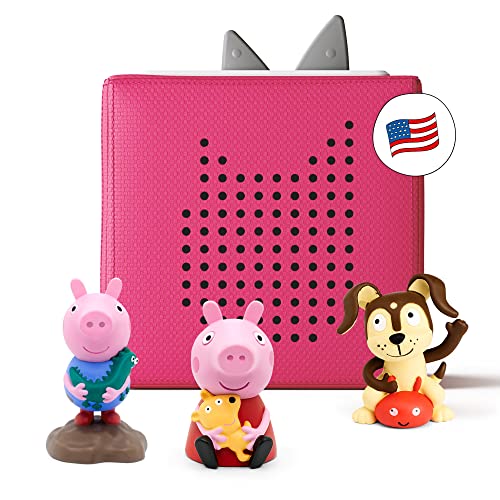 Toniebox Audio Player Starter Set with Peppa Pig, George, and Playtime Puppy - Listen, Learn, and Play with One Huggable Little Box - Pink