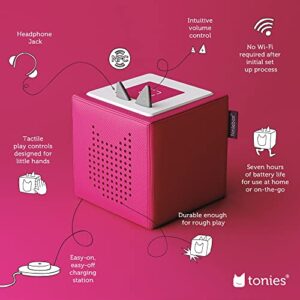 Toniebox Audio Player Starter Set with Peppa Pig, George, and Playtime Puppy - Listen, Learn, and Play with One Huggable Little Box - Pink