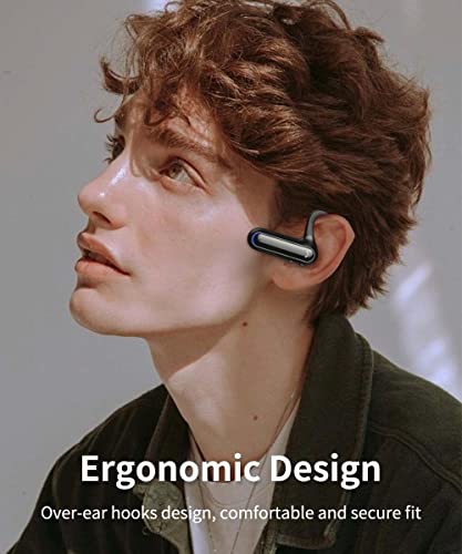 Jassco Bluetooth Earphones, Wireless Open Ear Headphones with Earhooks, 40H Playtime Hands-Free Earbuds with LED Display, Wireless Earphones Earpieces with Mic for Business, Travel, Driving, Workout