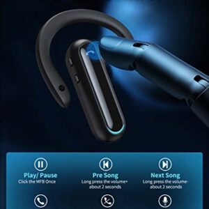 Jassco Bluetooth Earphones, Wireless Open Ear Headphones with Earhooks, 40H Playtime Hands-Free Earbuds with LED Display, Wireless Earphones Earpieces with Mic for Business, Travel, Driving, Workout