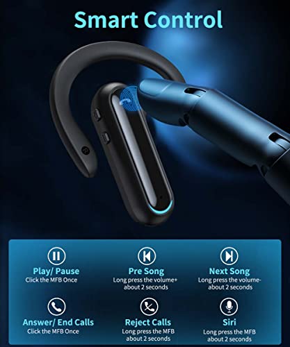 Jassco Bluetooth Earphones, Wireless Open Ear Headphones with Earhooks, 40H Playtime Hands-Free Earbuds with LED Display, Wireless Earphones Earpieces with Mic for Business, Travel, Driving, Workout