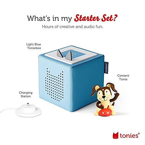 Toniebox Audio Player Starter Set with Playtime Puppy - Listen, Learn, and Play with One Huggable Little Box - Light Blue