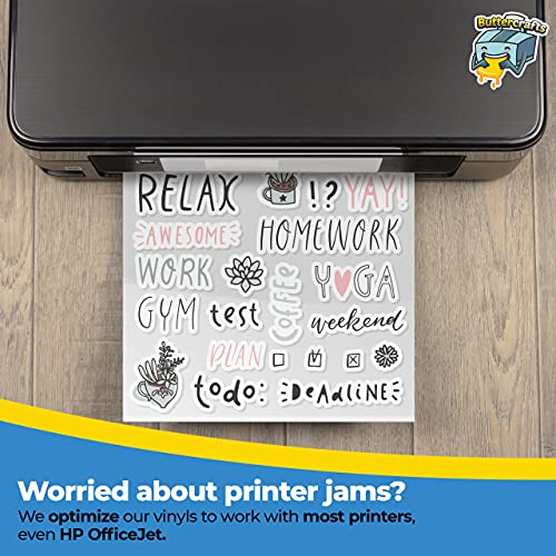 Clear Printable Vinyl for Inkjet Printer (Clear Sticker Paper | Waterproof | 20 Sheets) - Transparent Inkjet Printable Vinyl Sticker Paper Avoid Jams for Printers | Transparent Sticker Paper