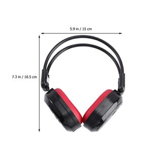 Lurrose Foldable Wireless Headphone Portable FM Stereo Headset Radio Headphones for Mowing, Jogging, Walking, Daily Works (Black Red)