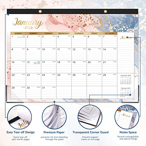 2023 Desk Calendar - Desk Calendar 2023, January 2023 - December 2023, 17" x 12", Wall/Desk Calendar 2023 with Protector Corner, Thick Paper, Large Blocks, Perfect Desk Calendar for Organization