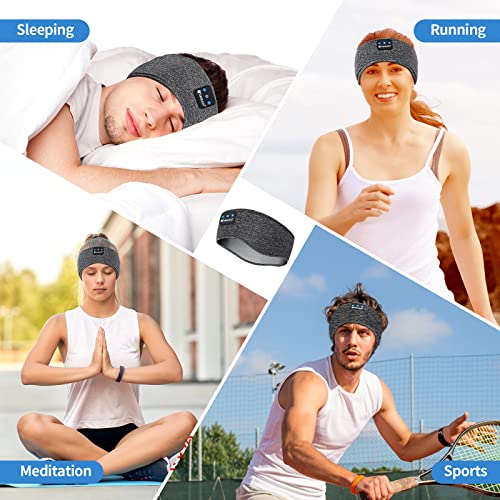 MMUSS Sleep Headphones Wireless 5.2 Sports Headband with Ultra Thin Stereo Speakers,Wireless Sleeping Music Headphones Sleep Eye Mask Earbuds for Side Sleepers Yoga Running Meditation (Dark Grey)