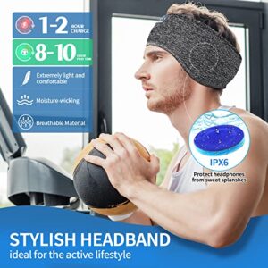 MMUSS Sleep Headphones Wireless 5.2 Sports Headband with Ultra Thin Stereo Speakers,Wireless Sleeping Music Headphones Sleep Eye Mask Earbuds for Side Sleepers Yoga Running Meditation (Dark Grey)