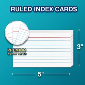 H4D 3x5 Index Card Holder with Dividers and Ruled Index Cards 100 Count, Teal