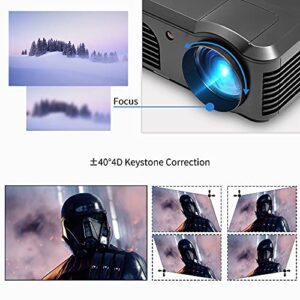 Wireless Home Theater Projector with WiFi & Bluetooth, Smart Outdoor Movie Projector with Android OS & HiFi Speaker, Full HD 1080P Cinema Projector with Zoom/HDMI/USB/VGA for Phone Laptop TV Stick DVD