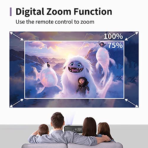 Wireless Home Theater Projector with WiFi & Bluetooth, Smart Outdoor Movie Projector with Android OS & HiFi Speaker, Full HD 1080P Cinema Projector with Zoom/HDMI/USB/VGA for Phone Laptop TV Stick DVD