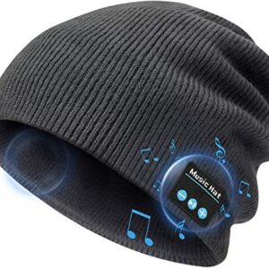 Bluetooth Beanie Hats, Christmas Tech Gifts for Men Women, Wireless Music Hat Headphones - Unisex Winter Knit Cap Headset with Built-in Mic, 100% Washable