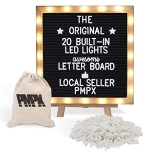 letter board the original black felt board with stand, built-in led lights 10 x 10 -menu board + wood frame, 340 letters, emojis + cursive words – custom sign messages