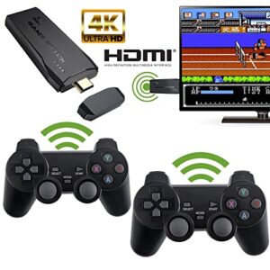 wireless retro game console,plug and play video game stick built in 10000+ games,9 classic emulators, with dual 2.4g wireless controllers,birthday gifts choice for children/adults(64g)