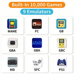 FUNTELL Wireless Retro Game Console, Plug & Play Video TV Game Stick With 10000+ Games Built-in, 64G, 9 Emulators, 4K HDMI Output for TV with Dual 2.4G Wireless Controllers