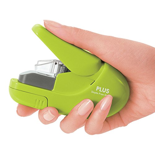 Plus PAPER CLINCH Compact Green Heavy Duty, Light, Staple Free Stapler (31251)