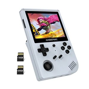 rg351v handheld game console , plug & play video games supports double tf extend 256gb , portable game console 3.5 inch ips screen 2521 games (gray)