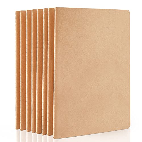 8 Pack Blank Kraft Notebooks, Feela Unlined Sketchbook Note Pad Travel Journal for Drawing Doodling Writing, Journal Bulk For Women Kids Students Office School Supplies, A5, 60 Pages, 8.3” X 5.5”