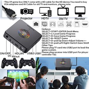 X9 Retro Game Console TV HD Output Plug and Play Games Console Video Gaming Consoles Classic Preinstalled Emulator System Super Game Box 2 Controllers 128GB