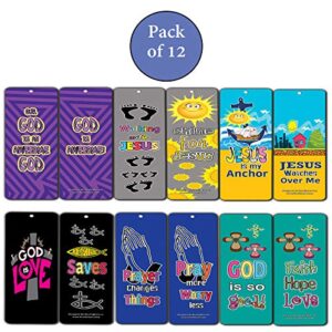 Awesome God Bookmarks for Kids (12-Pack) - VBS Sunday School Easter Baptism - Thanksgiving Christmas Rewards Encouragement Gift