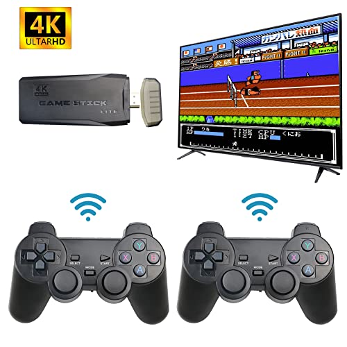 Anyando Wireless Retro Game Console, Plug and Play Video Game Stick Built in 10000+ Games,9 Classic Emulators, 4K High Definition HDMI Output for TV with Dual 2.4G Wireless Controllers