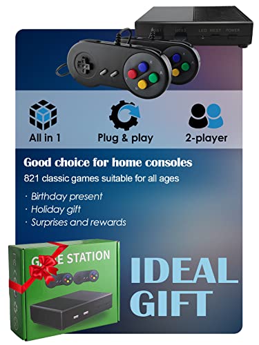 Fadist Retro Game Console, Built in 821 Classic NES Games, 4K HDMI HD Output, Game Box with 2 Wired Controller, Plug and Play Video Games Console, Ideal Gift for Kids, Friend