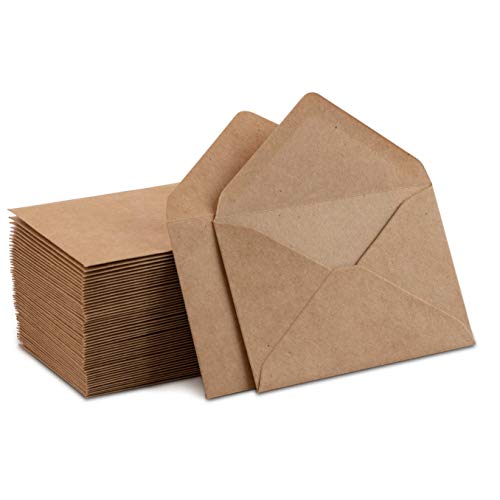 Kraft Mini Envelopes Brown Kraft Envelopes for Gift Cards and Business Cards (4"x2.75" 60 Pack)