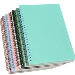 Spiral Notebook, 6 Pcs A5 Thick Plastic Hardcover 8mm Ruled 6 Color 80 Sheets -160 Pages Journals for Study and Notes (6 colors, A5 5.7" x 8.3"-Ruled)