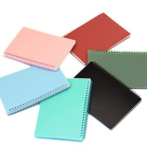 Spiral Notebook, 6 Pcs A5 Thick Plastic Hardcover 8mm Ruled 6 Color 80 Sheets -160 Pages Journals for Study and Notes (6 colors, A5 5.7" x 8.3"-Ruled)