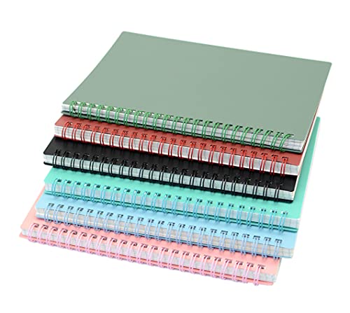 Spiral Notebook, 6 Pcs A5 Thick Plastic Hardcover 8mm Ruled 6 Color 80 Sheets -160 Pages Journals for Study and Notes (6 colors, A5 5.7" x 8.3"-Ruled)