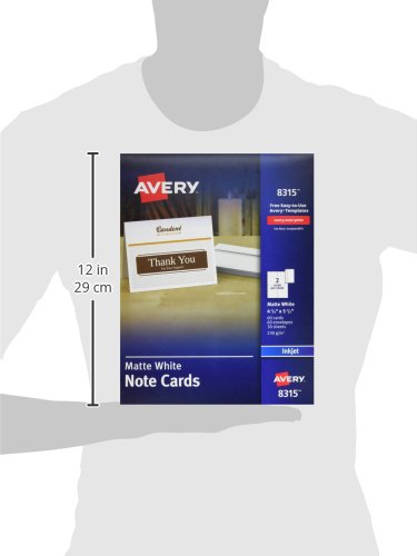 Avery Printable Note Cards, 4.25" x 5.5", Inkjet Printable, 60 Blank Cards and Envelopes (8315)