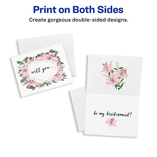 Avery Printable Note Cards, 4.25" x 5.5", Inkjet Printable, 60 Blank Cards and Envelopes (8315)