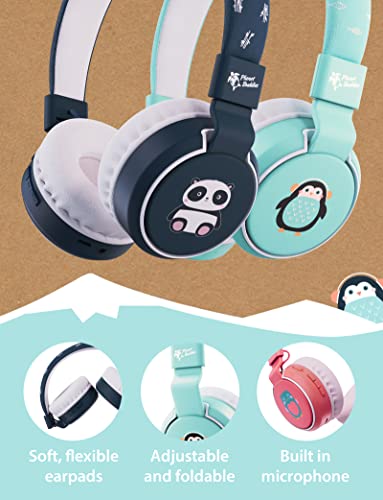 Planet Buddies Cute Penguin On-Ear Bluetooth Headphones for Kids | Foldable Wireless Kids Headphones | Kids Headset with Microphone for Tablets and Phones | Child-Safe Volume for School, Music & Calls