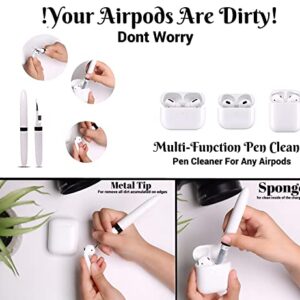 REDX1 New upgrade 4 in 1 Pen Cleaner With Smile Airpods Case, for Airpods with Soft Brush Flocking Sponge and Metal Tip for Any Bluetooth Earphones, Pen Cleaning Tools,Multi-Function Cleaner Kit