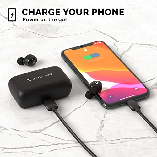 Duet 50 Pro – Sweatproof Wireless Bluetooth Earbuds. 130 Hour Long Battery Life for iPhone, Android. Mini Charging Case, TWS Headphones with Microphone, Gift for Runners