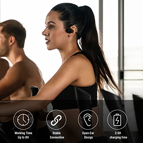 Bone Conduction Headphones with Touch Control, Hi-Fi Stereo Open-Ear Wireless Bluetooth Headphones, Sweatproof Wireless Sport Earphones, Suitable for Running, Cycling, Hiking, Driving