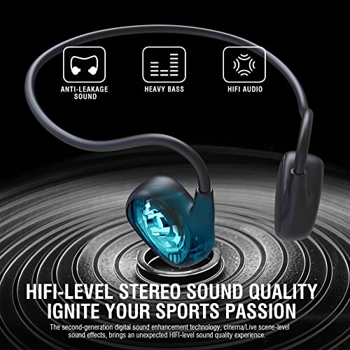 Bone Conduction Headphones with Touch Control, Hi-Fi Stereo Open-Ear Wireless Bluetooth Headphones, Sweatproof Wireless Sport Earphones, Suitable for Running, Cycling, Hiking, Driving