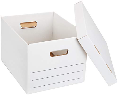 Amazon Basics Medium Duty Storage/Filing Boxes with Lid and Handles - Legal/Letter Size, 16.2 x 12.5 x 10.5 inches, 12-Pack