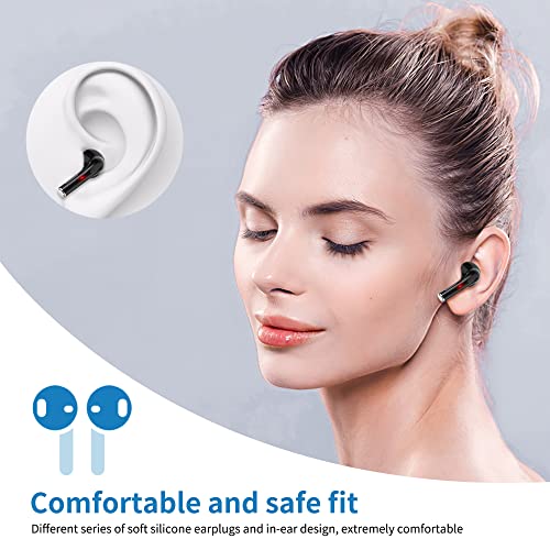 Tiny Wireless Earbuds Bluetooth Wireless Headphones 5.0 IPX5 Waterproof HiFi Stereo Noise Reduction Cordless Bluetooth Earbuds for Small Ears LED Display USB-C Black Earbuds for iPhone Android