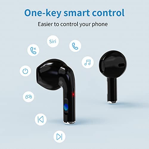 Tiny Wireless Earbuds Bluetooth Wireless Headphones 5.0 IPX5 Waterproof HiFi Stereo Noise Reduction Cordless Bluetooth Earbuds for Small Ears LED Display USB-C Black Earbuds for iPhone Android