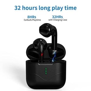 Tiny Wireless Earbuds Bluetooth Wireless Headphones 5.0 IPX5 Waterproof HiFi Stereo Noise Reduction Cordless Bluetooth Earbuds for Small Ears LED Display USB-C Black Earbuds for iPhone Android