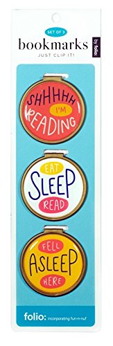 Just Clip it! Quote Bookmarks - (Set of 3 clip over the page markers) - MY WORKOUT is READING in BED, SLEEP is good, BOOKS are BETTER, SO many BOOKS, SO little TIME.Funny Bookmark Set of all ages.