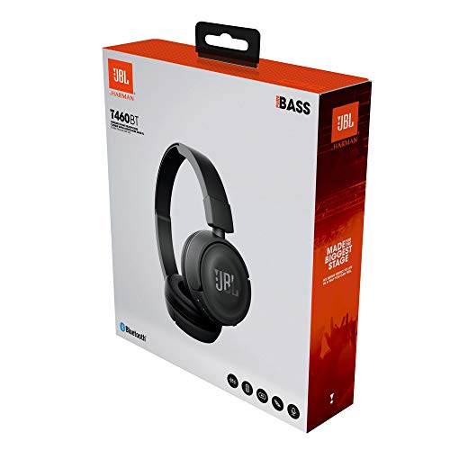 JBL T460BT Extra Bass Wireless On-Ear Headphones with 11 Hours Playtime & Mic - Black