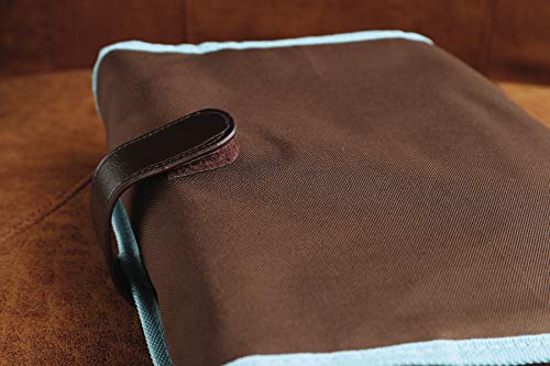 Tri-Fold Bible Cover, Bible Study Organizer, Velcro Closure, Nylon, Brown/Blue, Large