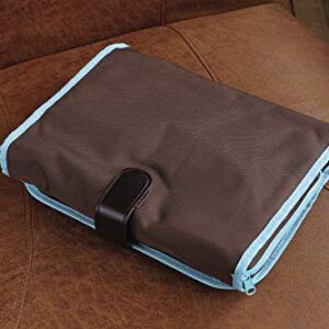 Tri-Fold Bible Cover, Bible Study Organizer, Velcro Closure, Nylon, Brown/Blue, Large