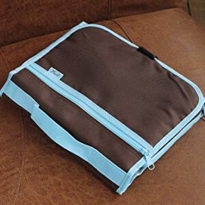 Tri-Fold Bible Cover, Bible Study Organizer, Velcro Closure, Nylon, Brown/Blue, Large