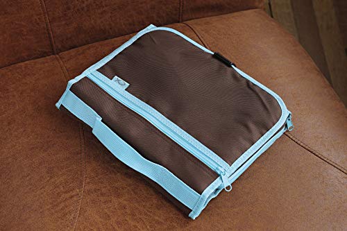 Tri-Fold Bible Cover, Bible Study Organizer, Velcro Closure, Nylon, Brown/Blue, Large