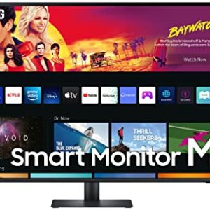 SAMSUNG 43" M70B Series 4K UHD USB-C Smart Monitor & Streaming TV, 4ms, 60Hz, HDR10, Wireless Display, Gaming and IoT Hubs, Alexa Built-in, 2022, LS43BM702UNXZA, Black