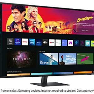 SAMSUNG 43" M70B Series 4K UHD USB-C Smart Monitor & Streaming TV, 4ms, 60Hz, HDR10, Wireless Display, Gaming and IoT Hubs, Alexa Built-in, 2022, LS43BM702UNXZA, Black